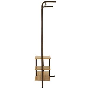 Sunnydaze 67-Inch H Wall-Mounted Garment Hanging Rack with Shelves and Hooks -Rustic Wood with Black Metal Frame