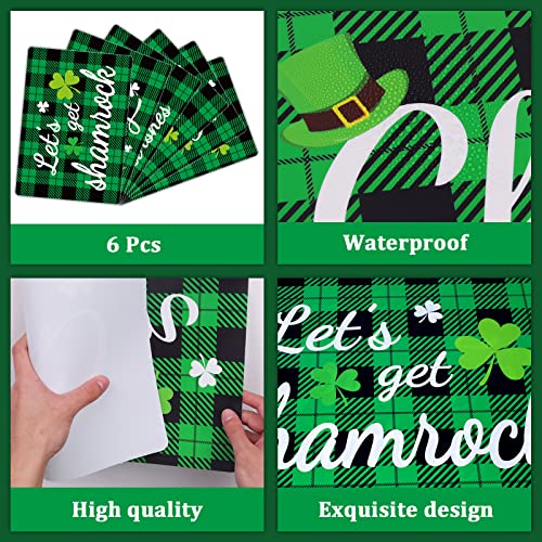 St. Patrick’s Day Placemats Set of 6 Buffalo Plaid Plastic Place Mats Lucky Shamrock Table Mats Blessed Holiday Kitchen Placemats for Indoor Outdoor St. Patrick’s Day Party Dining Table Decoration