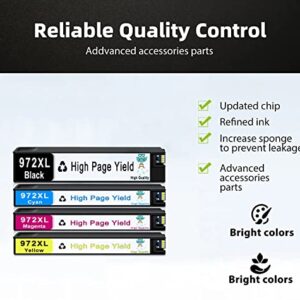 KAMOINC Ink Compatible Ink Cartridge Replacement for HP 972XL 972(4 Pack Combo) to use with PageWide Pro 477dw 577dw 452dw 477dn 452dn 577z 552dw P55250dw Printers (1Black & 1Cyan 1Magenta1Yellow)