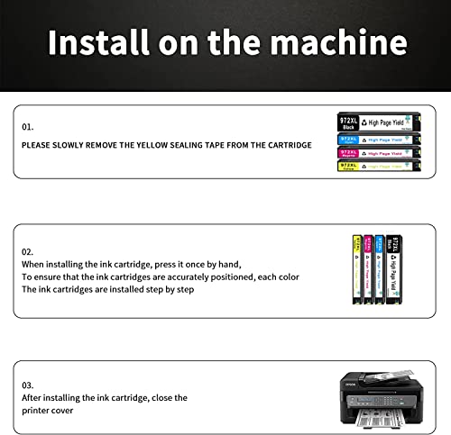 KAMOINC Ink Compatible Ink Cartridge Replacement for HP 972XL 972(4 Pack Combo) to use with PageWide Pro 477dw 577dw 452dw 477dn 452dn 577z 552dw P55250dw Printers (1Black & 1Cyan 1Magenta1Yellow)