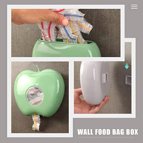 Zerodeko 3Pcs Wall Mount Plastic Bag Holder Apple Shaped Bag Organizer Garbage Bag Dispenser Plastic Wrap Storage Container for Kitchen Farmhouse