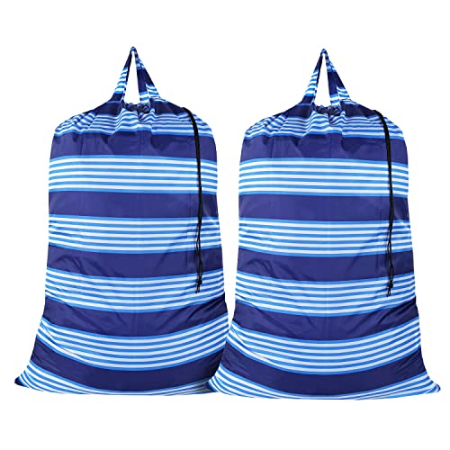 MAIBGALH Laundry Bag with Handles and Drawstring Closure, Laundry Bags Extra Large Heavy Duty, Laundry Room and Dorm Room Essentials, Suitable for Travel and Outdoors, Blue 2 Pack.