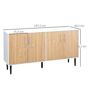 SEASD Kitchen Sideboard with 4 Door Adjustable Shelves and Metal Legs Living Room Dining Room Auxiliary Furniture