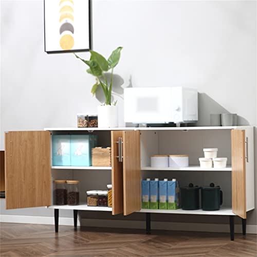 SEASD Kitchen Sideboard with 4 Door Adjustable Shelves and Metal Legs Living Room Dining Room Auxiliary Furniture