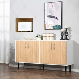 SEASD Kitchen Sideboard with 4 Door Adjustable Shelves and Metal Legs Living Room Dining Room Auxiliary Furniture