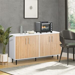 SEASD Kitchen Sideboard with 4 Door Adjustable Shelves and Metal Legs Living Room Dining Room Auxiliary Furniture