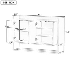 SEASD Sideboard Buffet Adjustable Shelf Metal Legs with Large Storage Space for Dining Room, Entryway.