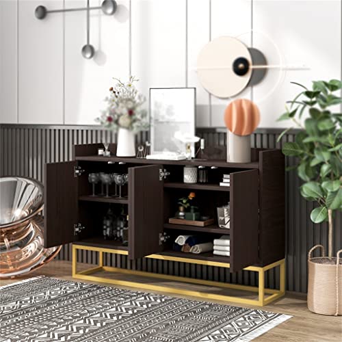 SEASD Sideboard Buffet Adjustable Shelf Metal Legs with Large Storage Space for Dining Room, Entryway.