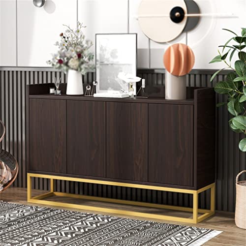 SEASD Sideboard Buffet Adjustable Shelf Metal Legs with Large Storage Space for Dining Room, Entryway.