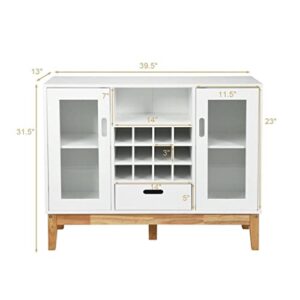 SEASD Wood Wine Storage Cabinet Sideboard Console Buffet Server W/Wine Rack & Drawer