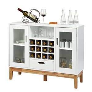 SEASD Wood Wine Storage Cabinet Sideboard Console Buffet Server W/Wine Rack & Drawer