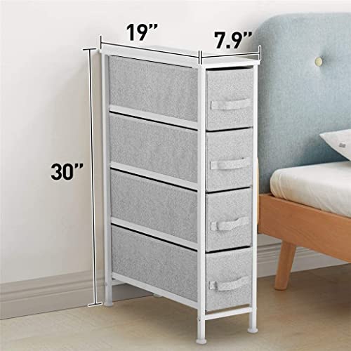 SEASD Narrow Dresser with 4 Fabric Drawers Vertical Slim Storage Dresser Storage Tower with Sturdy Metal Frame Storage Box Drawer Rack