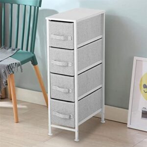 SEASD Narrow Dresser with 4 Fabric Drawers Vertical Slim Storage Dresser Storage Tower with Sturdy Metal Frame Storage Box Drawer Rack