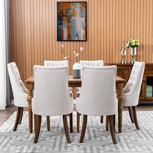 COLAMY Modern Tufted Upholstered Dining Chairs Set of 2, Fabric Side Dining Room Accent Living Room Chairs, Beige