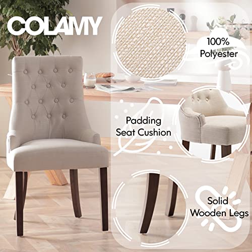 COLAMY Modern Tufted Upholstered Dining Chairs Set of 2, Fabric Side Dining Room Accent Living Room Chairs, Beige