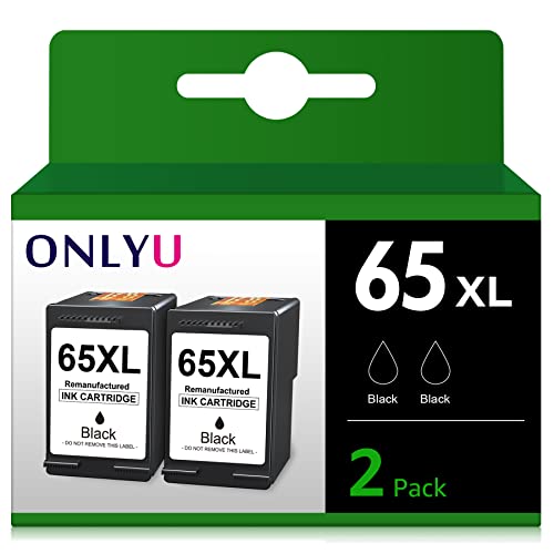 65XL Black Ink Cartridge High Yield Replacement for HP 65 Black Ink Cartridge Works with HP Deskjet 3772 3755 3700 3722 3752 2600 2622 2652 Envy 5055 5000 5070 5052 5014 Printer (2 Black)