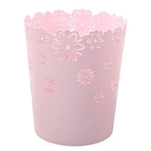 scakbyer wastebasket, hollow flower shape plastic lidless wastepaper baskets trash can - m - pink