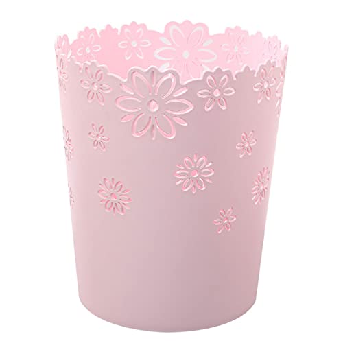 Scakbyer Wastebasket, Hollow Flower Shape Plastic Lidless Wastepaper Baskets Trash Can - M - Pink