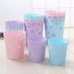 Scakbyer Wastebasket, Hollow Flower Shape Plastic Lidless Wastepaper Baskets Trash Can - M - Pink