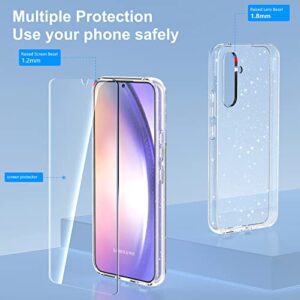 KSWOUS Glitter Case for Galaxy A54 5G - Sparkly Clear Shockproof Slim Cover with 2 Screen Protectors