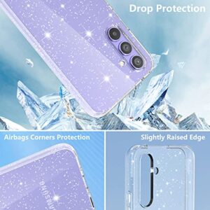 KSWOUS Glitter Case for Galaxy A54 5G - Sparkly Clear Shockproof Slim Cover with 2 Screen Protectors