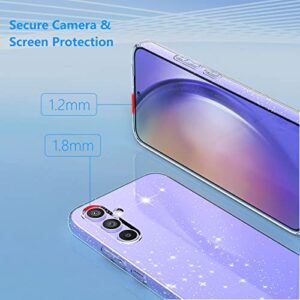 KSWOUS Glitter Case for Galaxy A54 5G - Sparkly Clear Shockproof Slim Cover with 2 Screen Protectors