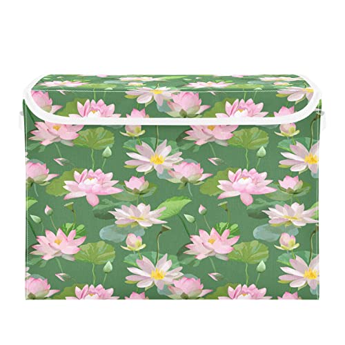 Easter Eggs with Daisies Storage Basket 16.5x12.6x11.8 In Collapsible Fabric Storage Cubes Organizer Large Storage Bin with Lids and Handles for Shelves Bedroom Closet Office