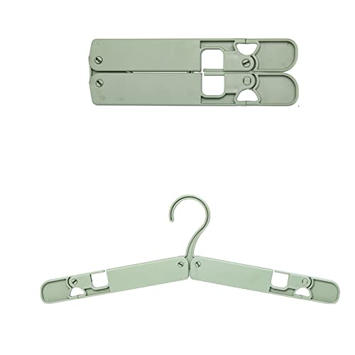 Foldable Travel Hangers, Portable Lightweight and Durable Collapsible Hanger with Clips for Clothes and Socks (Green)