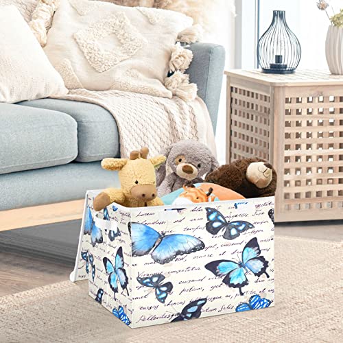 KEEPREAL Butterflies Storage Basket Bin with lid, Large Cube Storage Box Collapsible Storage Organizer for Home Office Closet - 16.5 L x 12.6 W x 11.8 H