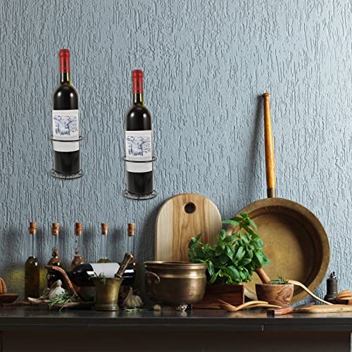 BESTonZON 2pcs Wall Mounted Wine Rack Single Wine Bottles Display Holder Rustic Champagne Storage Organizer Hanging Beer Shelf for Kitchen Dining Room Bar