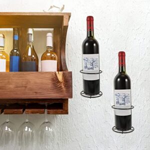 BESTonZON 2pcs Wall Mounted Wine Rack Single Wine Bottles Display Holder Rustic Champagne Storage Organizer Hanging Beer Shelf for Kitchen Dining Room Bar