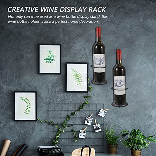 BESTonZON 2pcs Wall Mounted Wine Rack Single Wine Bottles Display Holder Rustic Champagne Storage Organizer Hanging Beer Shelf for Kitchen Dining Room Bar