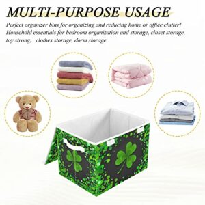 xigua St. Patrick's Day Storage Bins with Lids and Carrying Handle,Foldable Storage Boxes Organizer Containers Baskets Cube with Cover for Home Bedroom Closet Office Nursery