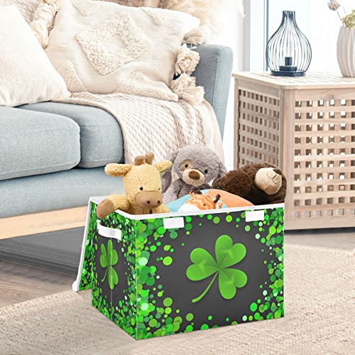 xigua St. Patrick's Day Storage Bins with Lids and Carrying Handle,Foldable Storage Boxes Organizer Containers Baskets Cube with Cover for Home Bedroom Closet Office Nursery