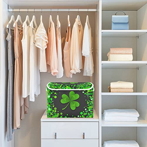 xigua St. Patrick's Day Storage Bins with Lids and Carrying Handle,Foldable Storage Boxes Organizer Containers Baskets Cube with Cover for Home Bedroom Closet Office Nursery