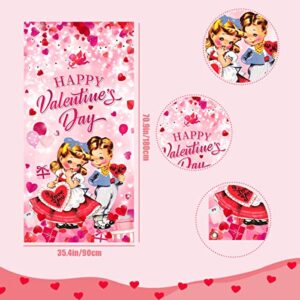 Happy Valentine's Day Door Cover - Valentine Valentine's Day Banner Large Fabric Valentine's Day Love Background Indoor Outdoor Decoration for Valentine's Day Party Supplies（70.9 x 35.4 Inch）