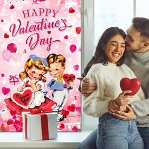 Happy Valentine's Day Door Cover - Valentine Valentine's Day Banner Large Fabric Valentine's Day Love Background Indoor Outdoor Decoration for Valentine's Day Party Supplies（70.9 x 35.4 Inch）