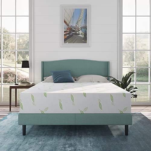 NapQueen Queen Mattress, 12 Inch Anula Green Tea Memory Foam Mattress, Queen Bed Mattress in a Box, CertiPUR-US Certified, Medium Firm, Breathable & Washable Soft Fabric Cover