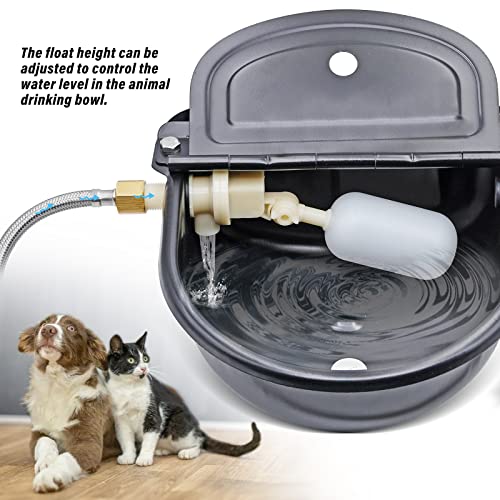 KHEARPSL Automatic Waterer Outdoor Dog Water Bowl Dispenser Stainless Steel Water Trough Auto Fill Water Bowl for Livestock Dogs Cattle Horse Pig Farm Animals (Black)