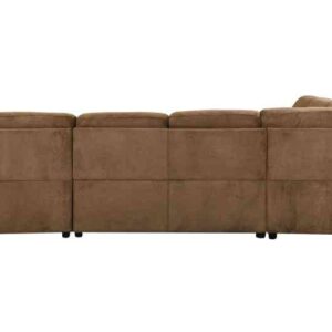 Cotoala 123" U-Shaped Sectional Sofa with Pull Out Sleeper Bed and Storage Chaise Lounge, 6 Seat Large Couch w/ 4 Throw Pillows for Livingroom, Save Space Design, Brown