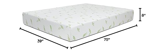 NapQueen Twin Mattress, 8 Inch Anula Green Tea Memory Foam Mattress, Twin Bed Mattress in a Box, CertiPUR-US Certified, Medium Firm, Natural Odor Neutralizer, Breathable & Washable Soft Fabric Cover