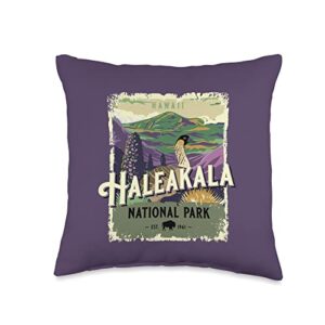 haleakala national park gifts by kaedam haleakala national park maui hawaii hawaiian goose souvenir throw pillow, 16x16, multicolor