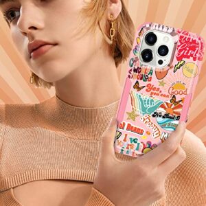 Plakill for 13 Pro Max Case Heavy Duty Protective Cute Peachy Aesthetic Designer Drop Tested Phone Cases for Girls Men Women Rugged Shockproof Protection Bumper Cover for iPhone 13 Promax