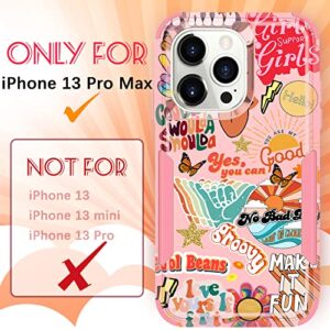 Plakill for 13 Pro Max Case Heavy Duty Protective Cute Peachy Aesthetic Designer Drop Tested Phone Cases for Girls Men Women Rugged Shockproof Protection Bumper Cover for iPhone 13 Promax