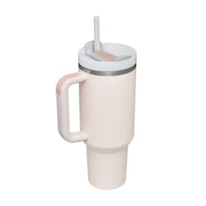 20 oz tumbler with handle and straw with lid car mug with outdoor sports travel stainless steel sippy mug gifts (pink)