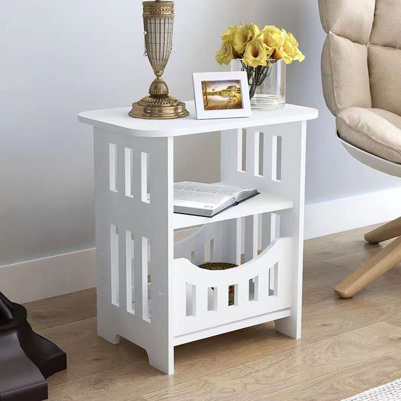 KCOMPT End Table, Cute Nightstands Small Tables for Small Spaces White Coffee Bedside StorageShelf for Office, Living Room, Bedroom