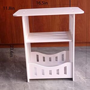 KCOMPT End Table, Cute Nightstands Small Tables for Small Spaces White Coffee Bedside StorageShelf for Office, Living Room, Bedroom