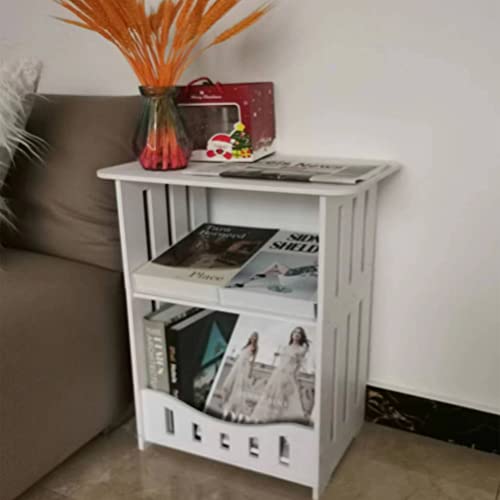 KCOMPT End Table, Cute Nightstands Small Tables for Small Spaces White Coffee Bedside StorageShelf for Office, Living Room, Bedroom