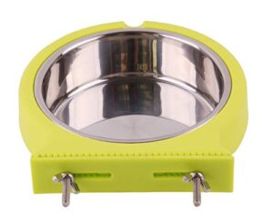 2-in-1 pet hanging bowl for crates & cages removable stainless steel dog bowl with plastic puppy feeder food water bowl for cat, rabbit, bird, hamster, shitzu, ferret (green, s)