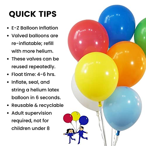 Big Barrel E-Z Safety Seal Balloon Valves - Quickly Seals Latex Balloons - 25 Ct